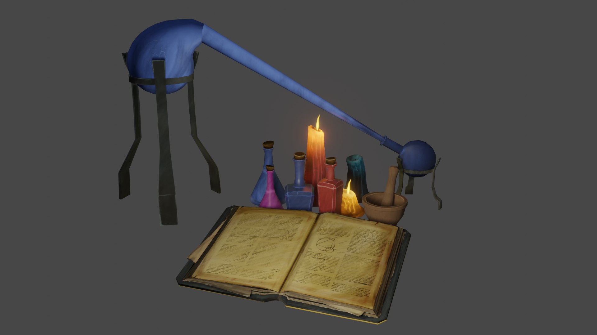 Stylized Alchemy Clutter Essentials 3D Model - TurboSquid 1897767