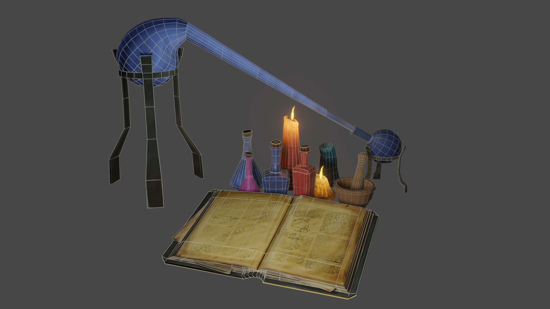 Stylized Alchemy Clutter Essentials 3D Model - TurboSquid 1897767