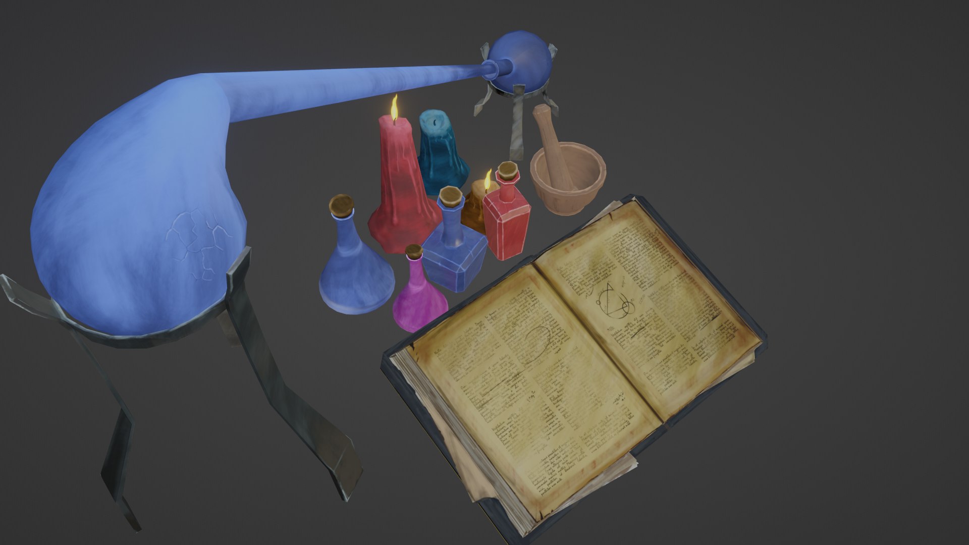 Stylized Alchemy Clutter Essentials 3D Model - TurboSquid 1897767