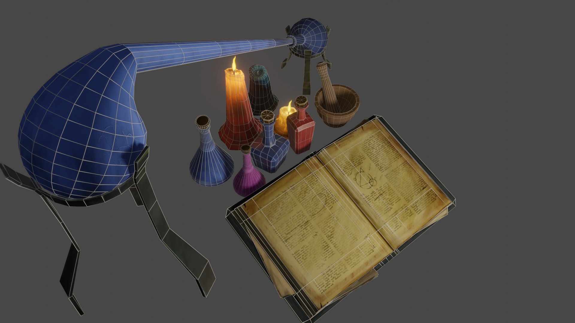 Stylized Alchemy Clutter Essentials 3D Model - TurboSquid 1897767