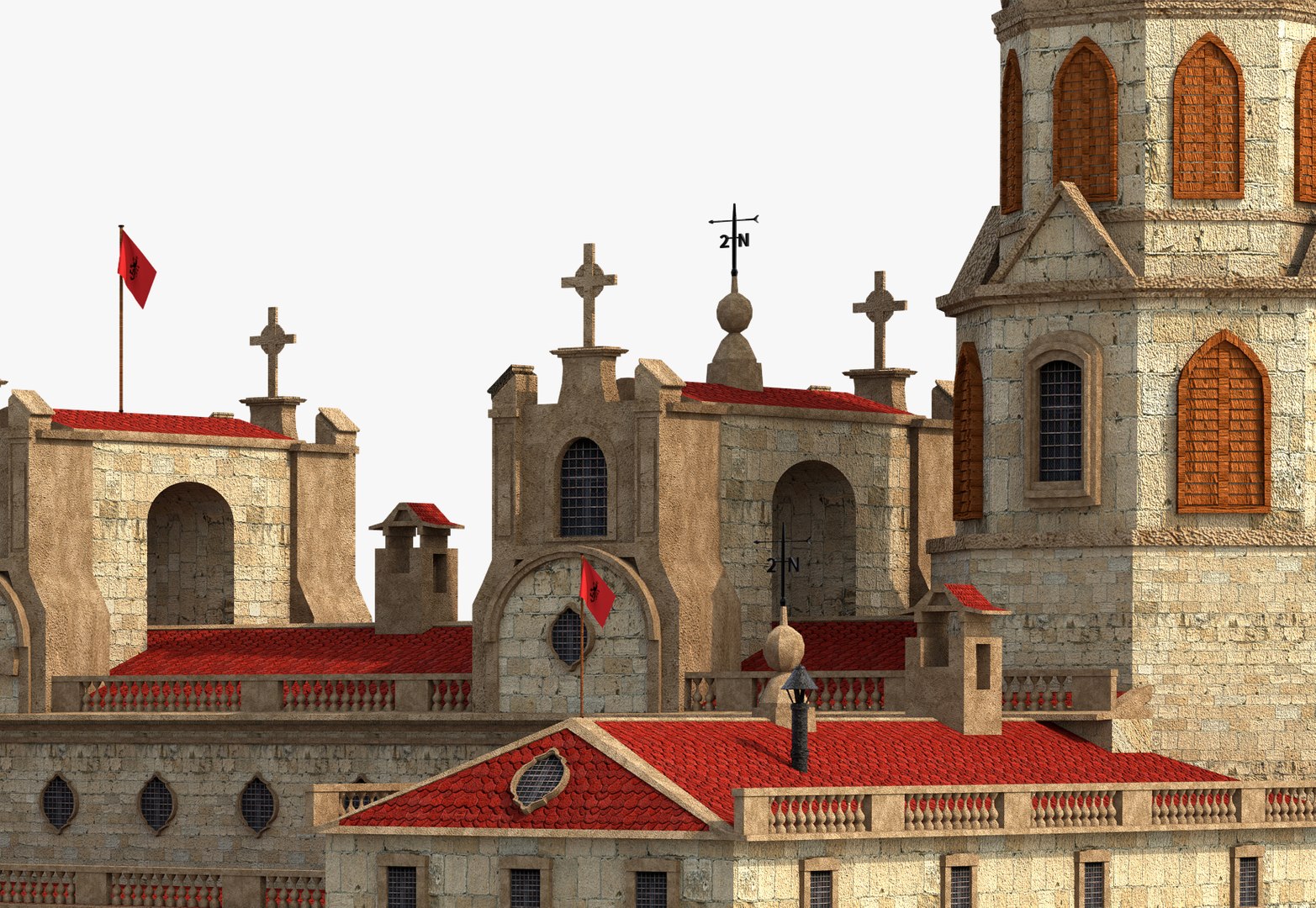 3D Fantasy Castle Monastery Model - TurboSquid 1808325