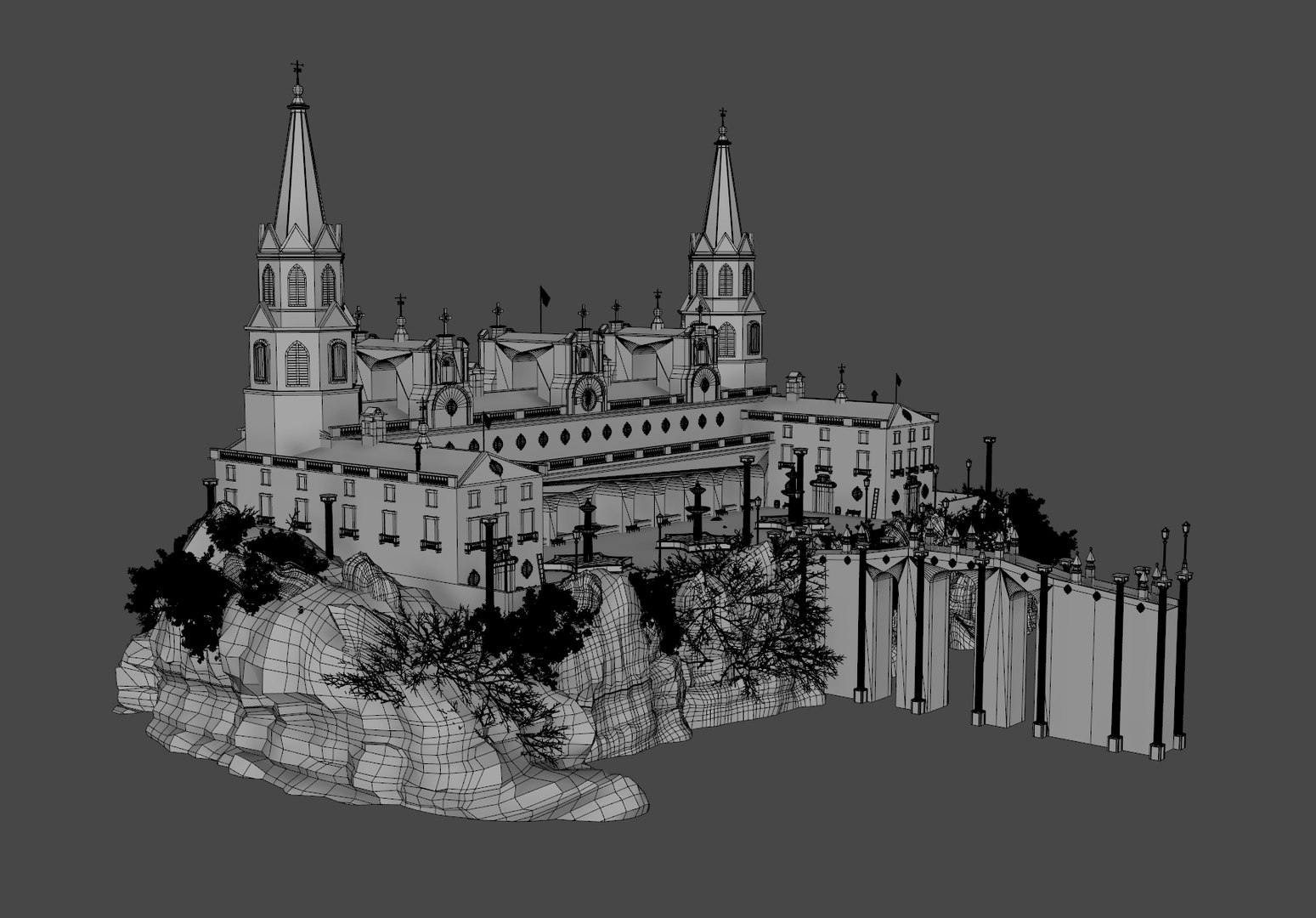 3D Fantasy Castle Monastery Model - TurboSquid 1808325