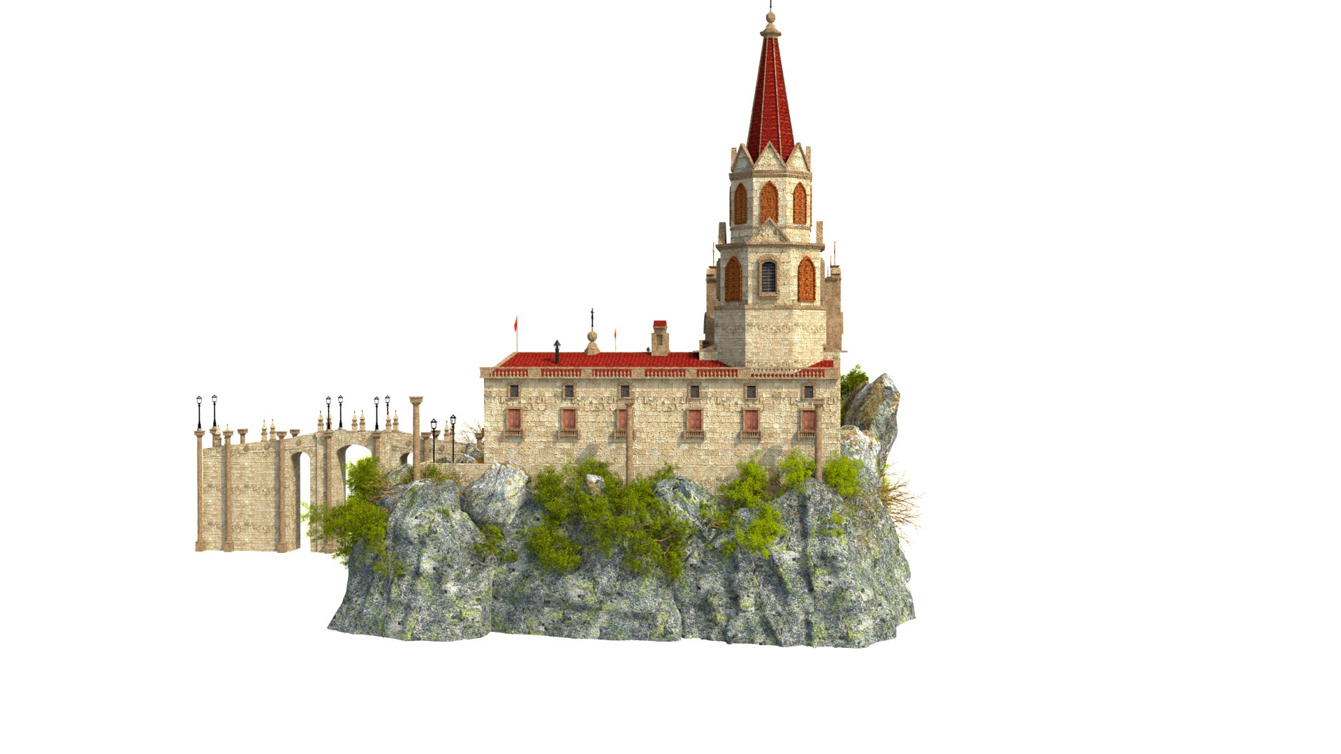 3D Fantasy Castle Monastery Model - TurboSquid 1808325