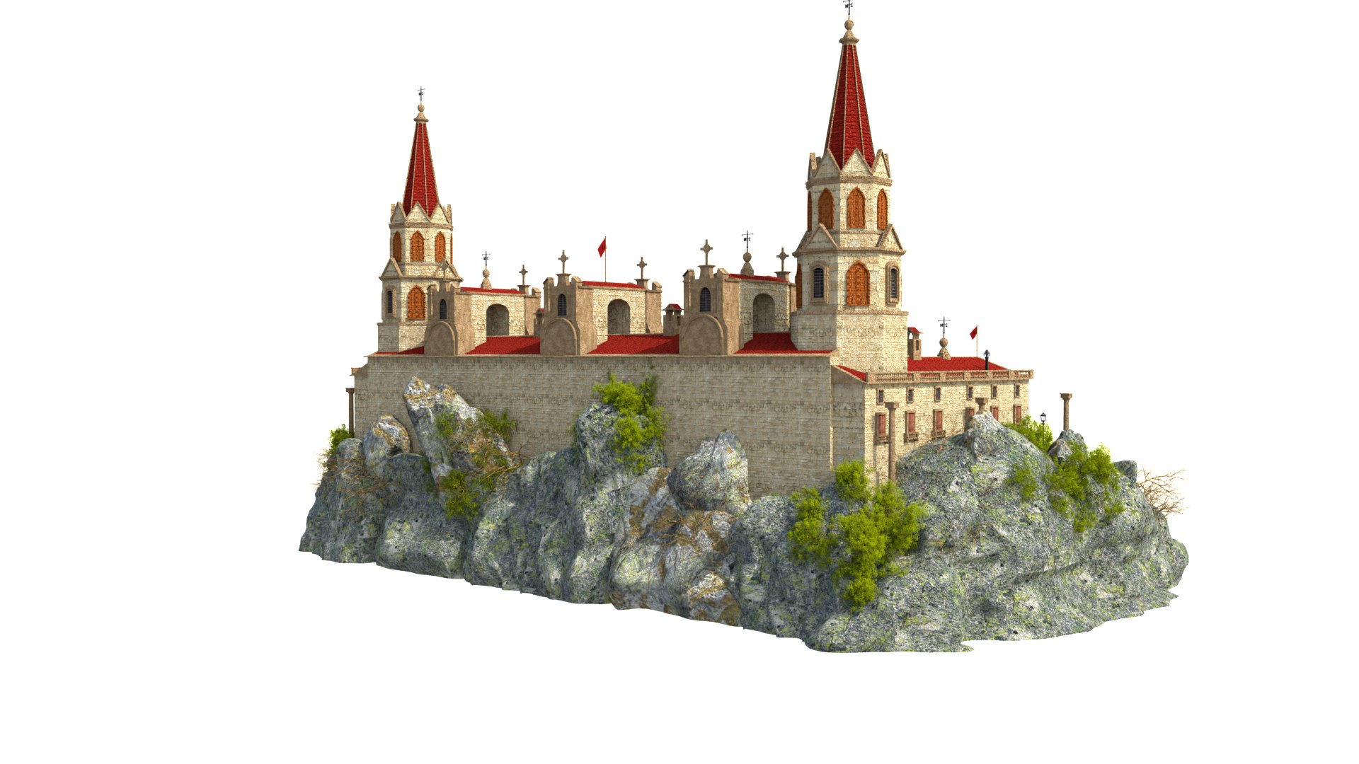 3D Fantasy Castle Monastery Model - TurboSquid 1808325