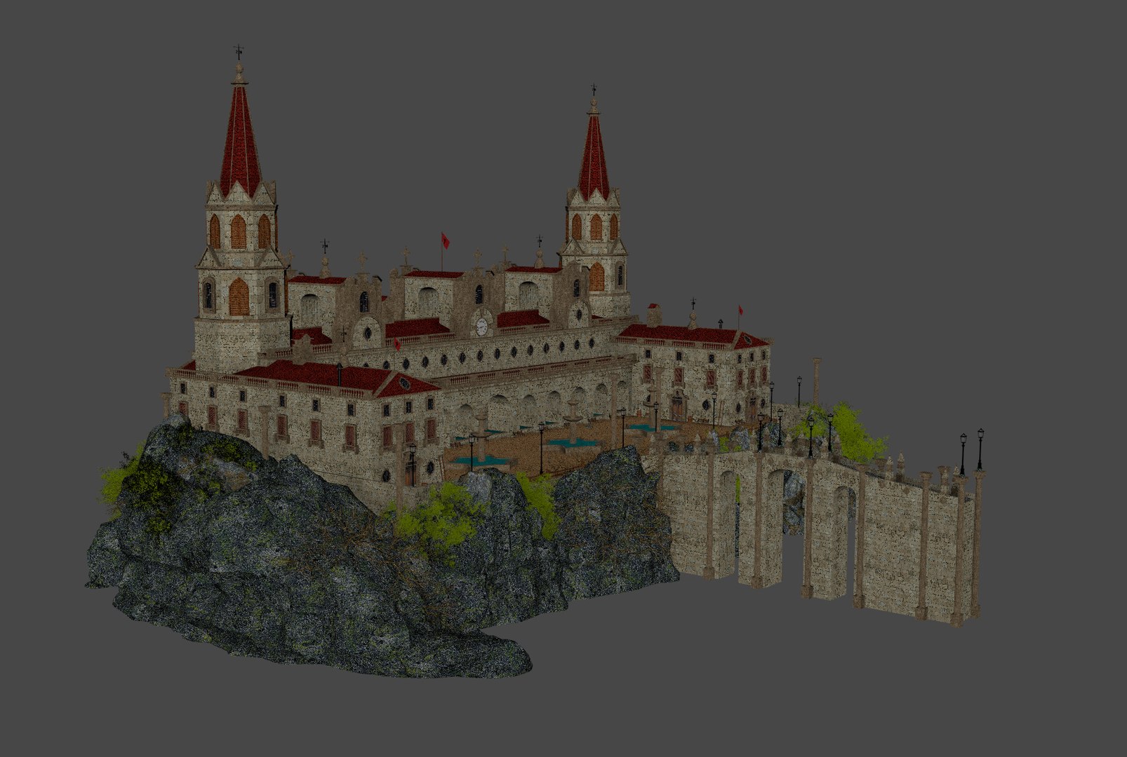 3D Fantasy Castle Monastery Model - TurboSquid 1808325