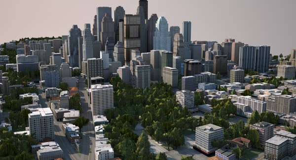 cityscape scene highrise 3d model