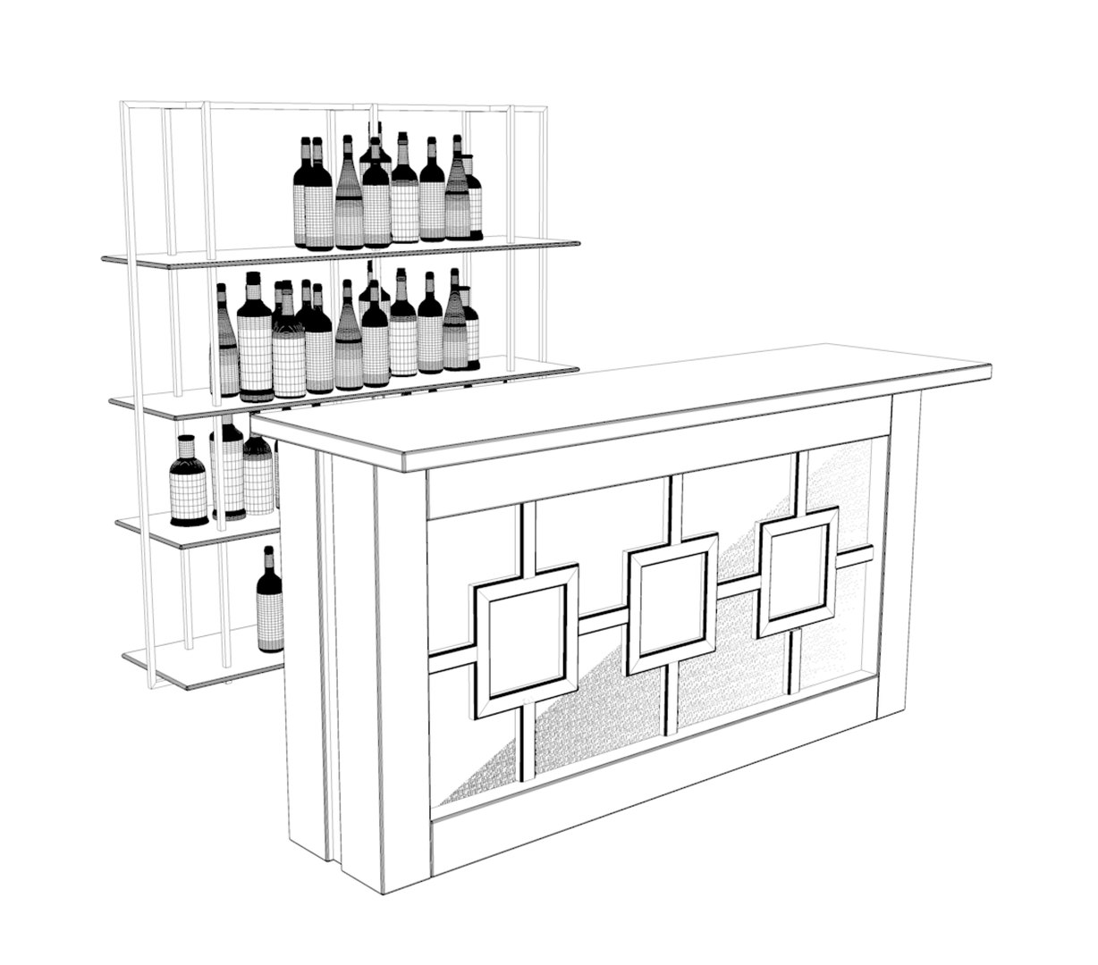 Bar Counter 3D Model - TurboSquid 1383287