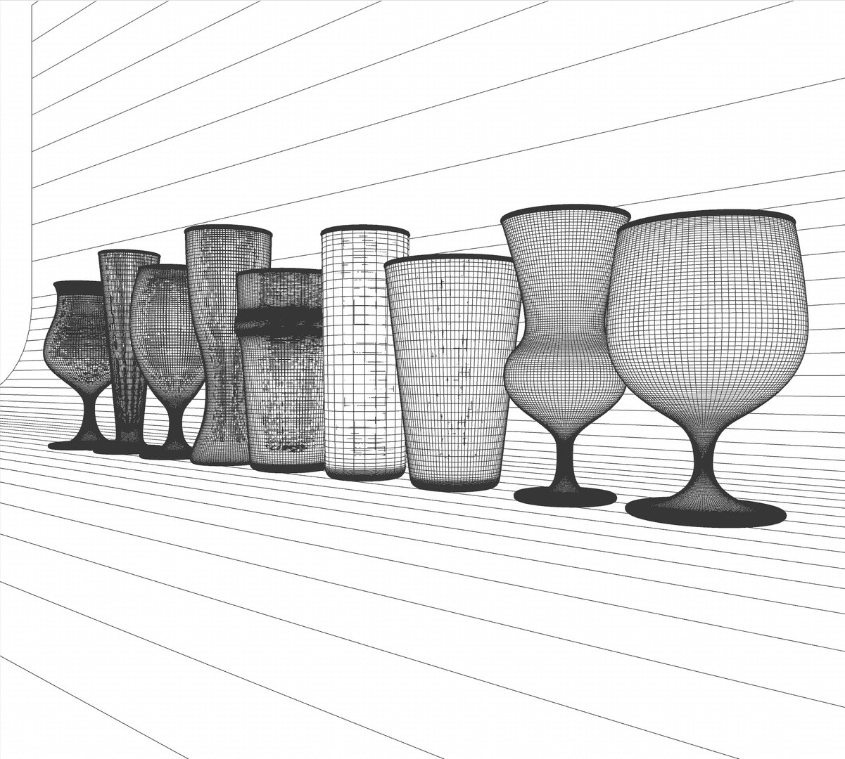 3D Pint Beer Glasses Shapes - TurboSquid 2025032