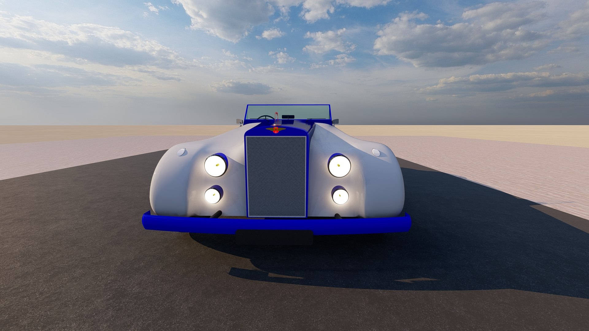 3D Model Of A Classic Car - Blue And White Design 3D - TurboSquid 2274865