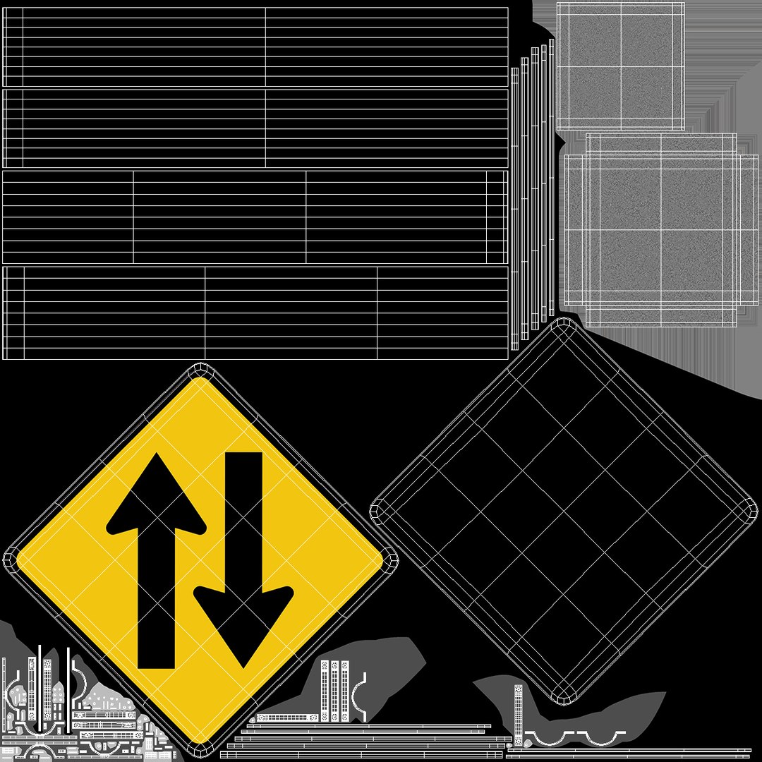 Road Sign Two Way Traffic Model - TurboSquid 2212190