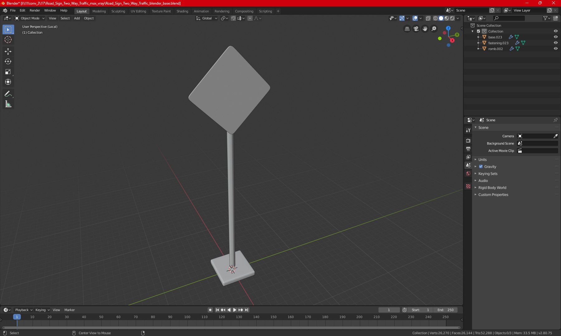 Road Sign Two Way Traffic Model - TurboSquid 2212190