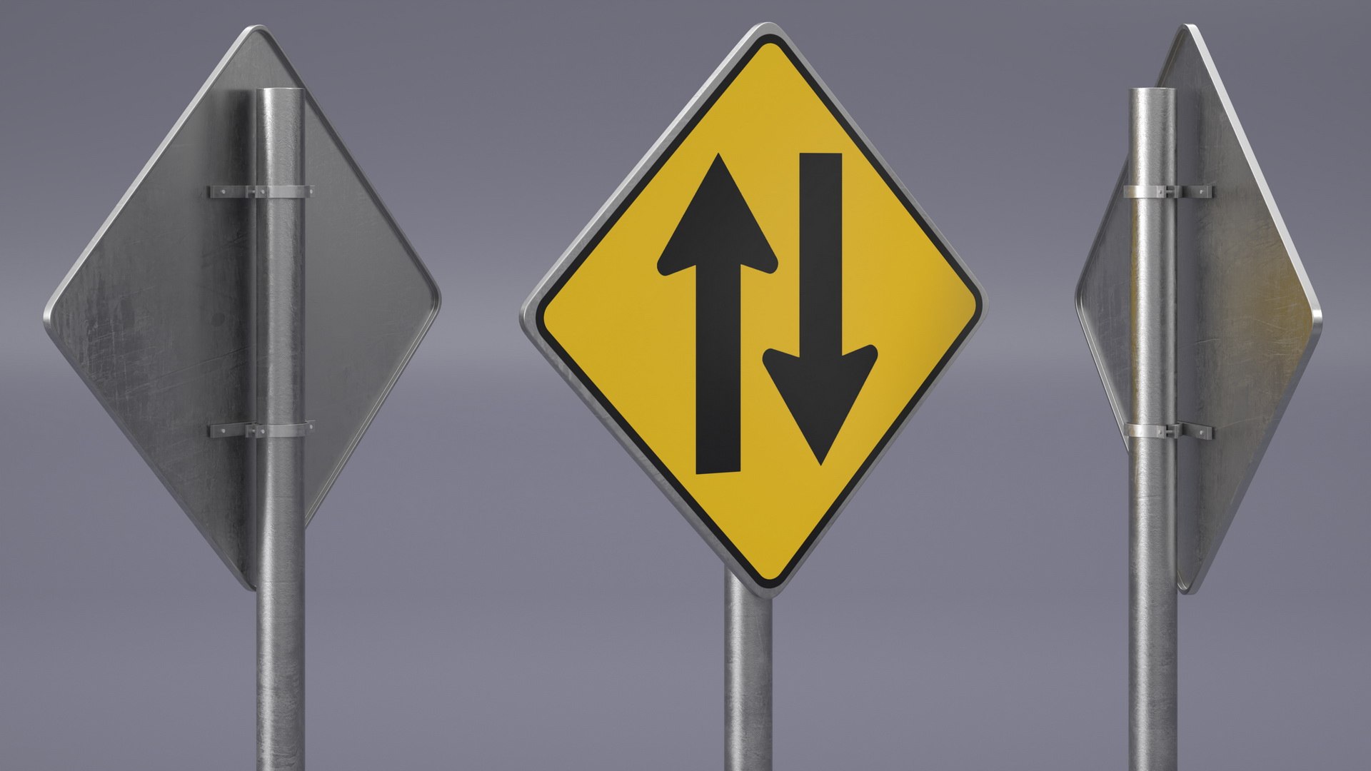 Road Sign Two Way Traffic Model - TurboSquid 2212190