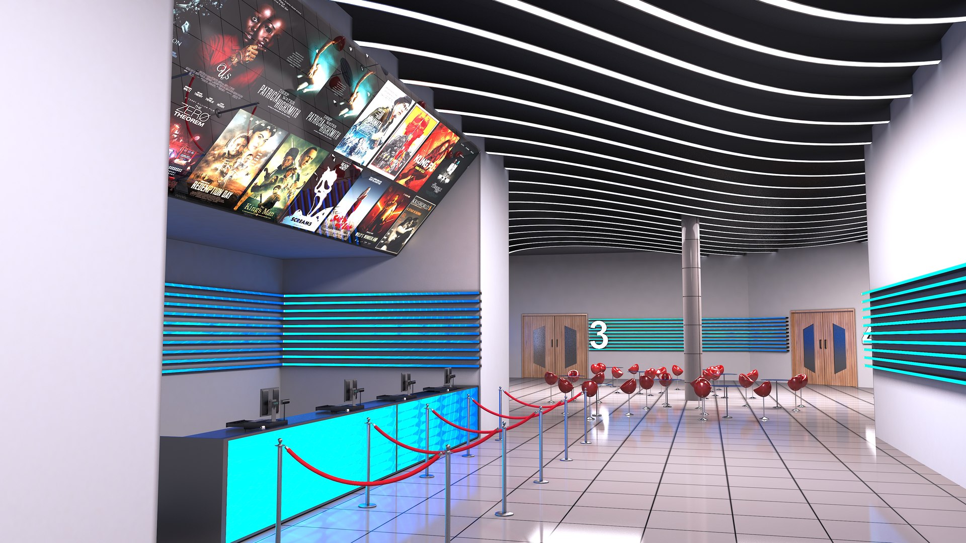 3D Movie Theater Interior - TurboSquid 1659999