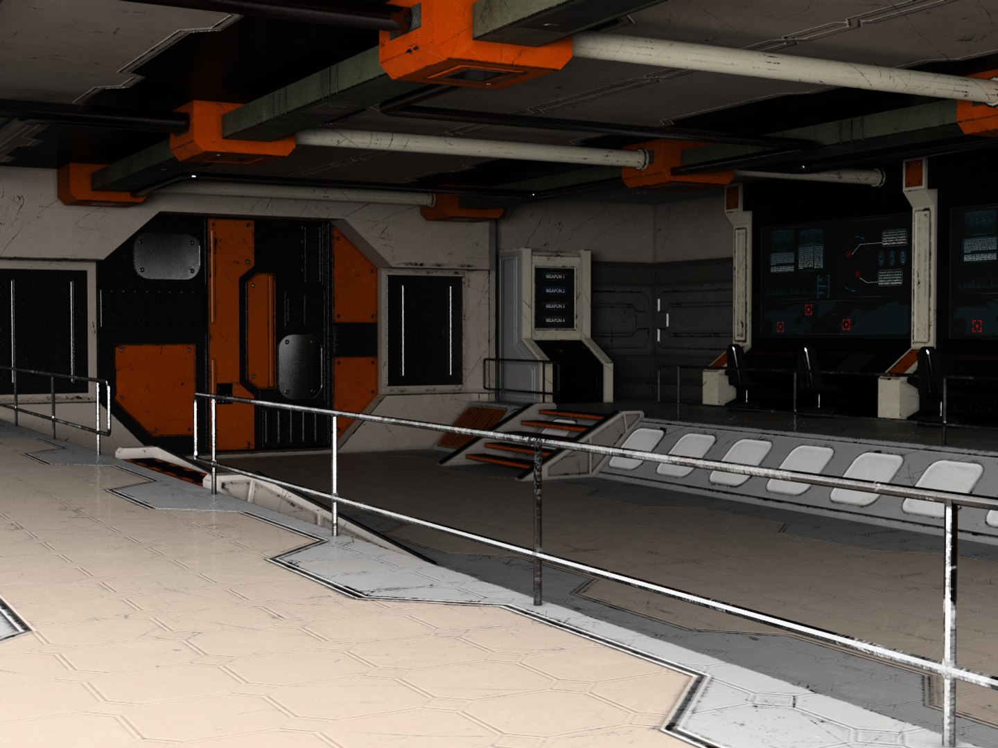 Sci-fi Control Room 3d Model