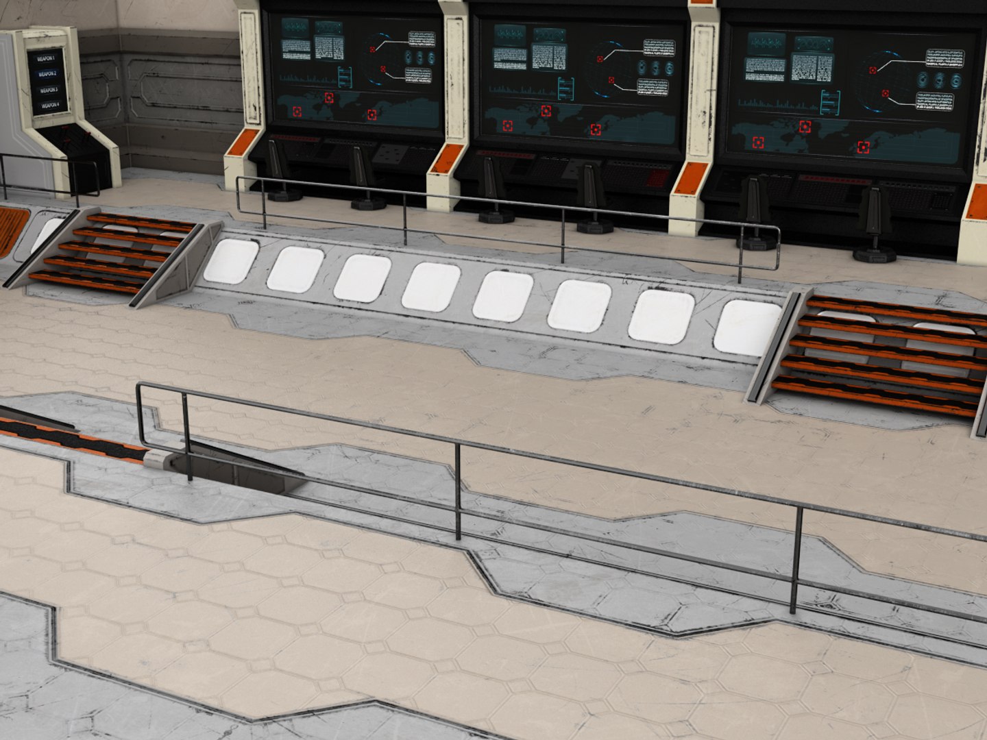 Sci-fi Control Room 3d Model