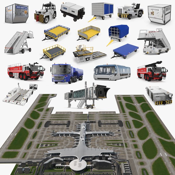 3d advanced airport vehicles planes model
