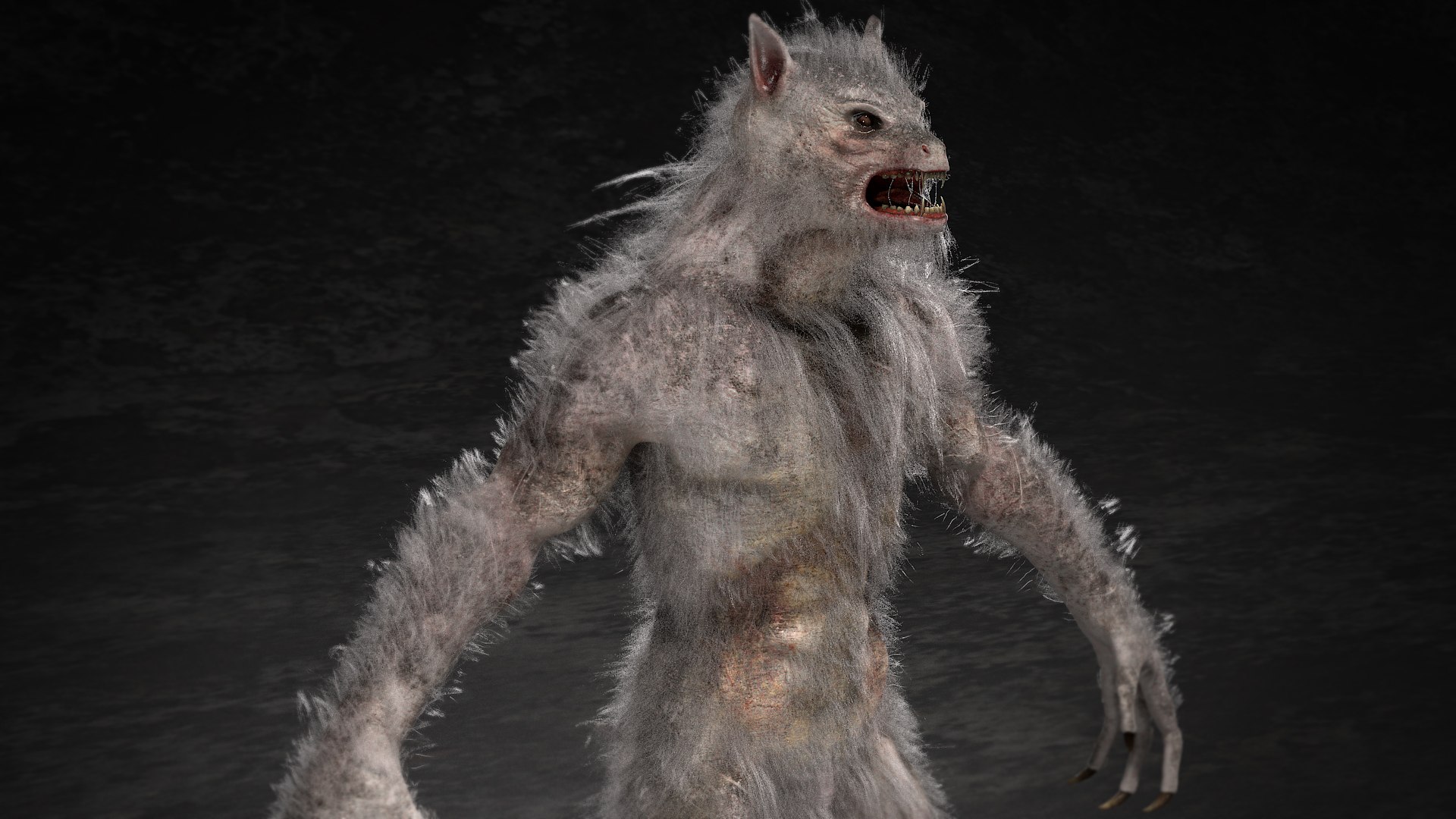 3D White Werewolf Creature Model - TurboSquid 2178993
