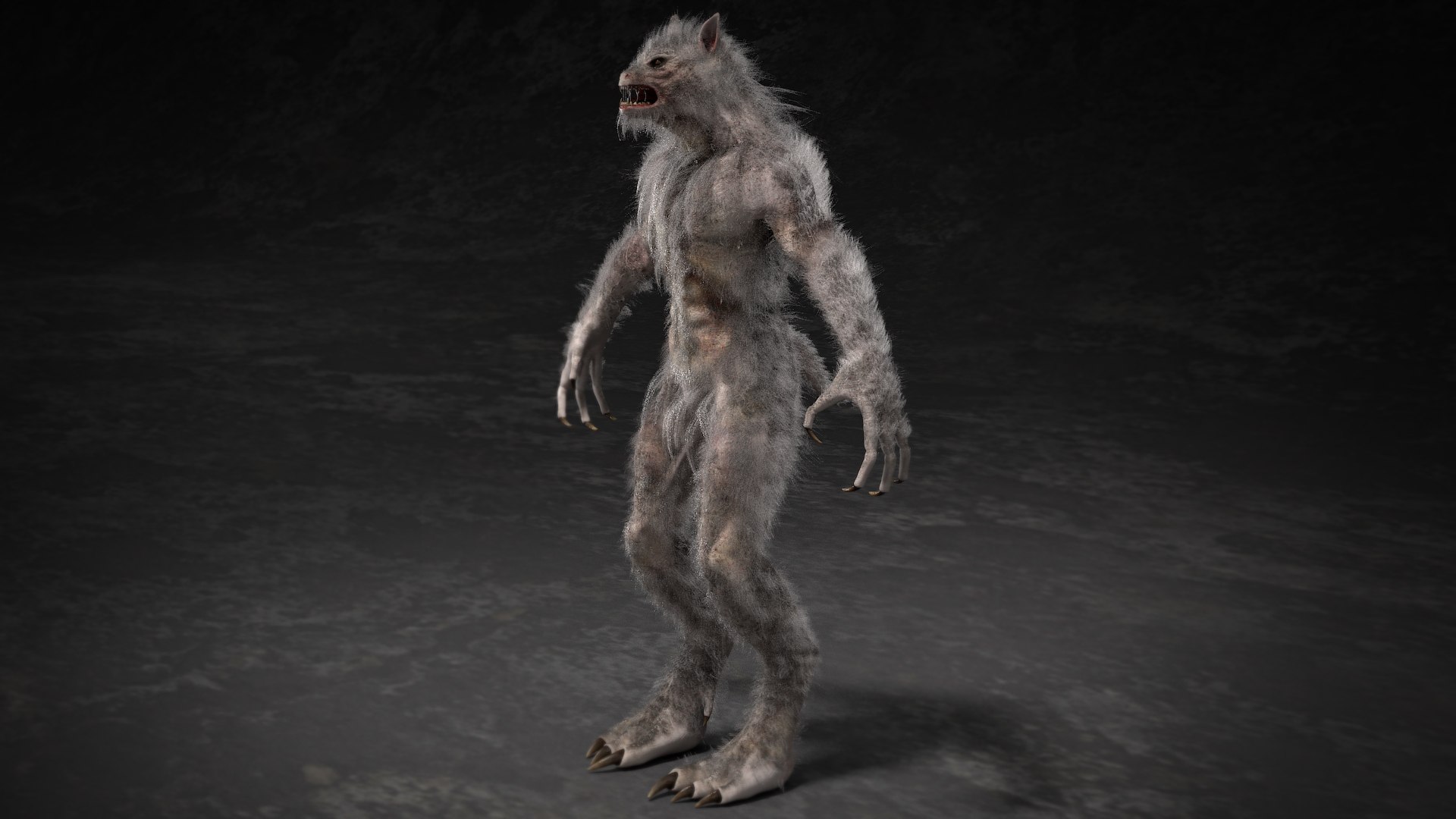 3D White Werewolf Creature Model - TurboSquid 2178993