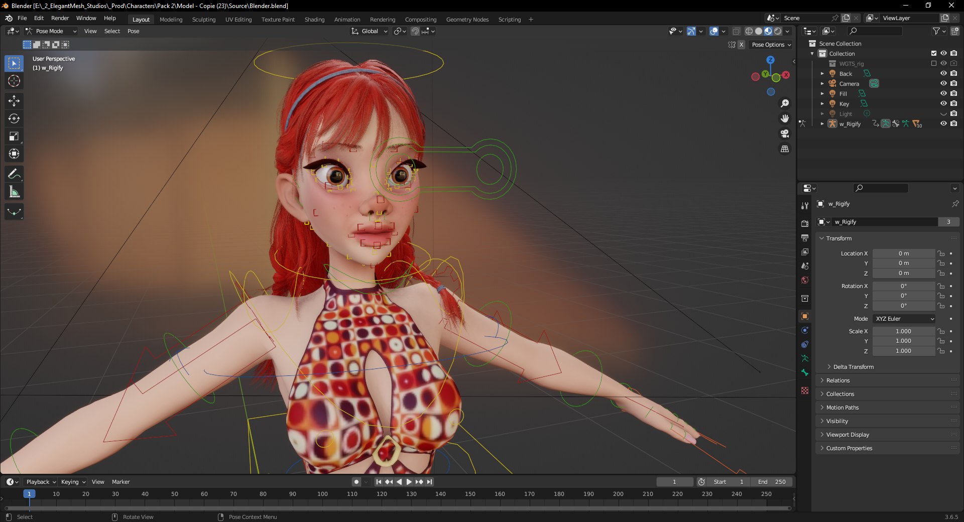 3D Redhead Character With Colorful Patterned Outfit - TurboSquid 2272944