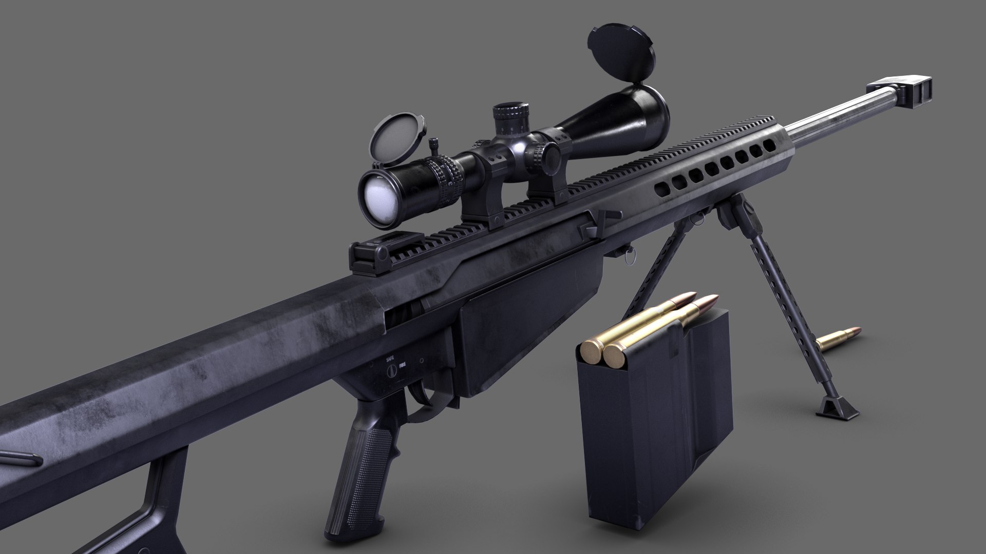 3D Barrett M107A1 Sniper Rifle Low Poly PBR - TurboSquid 2356570