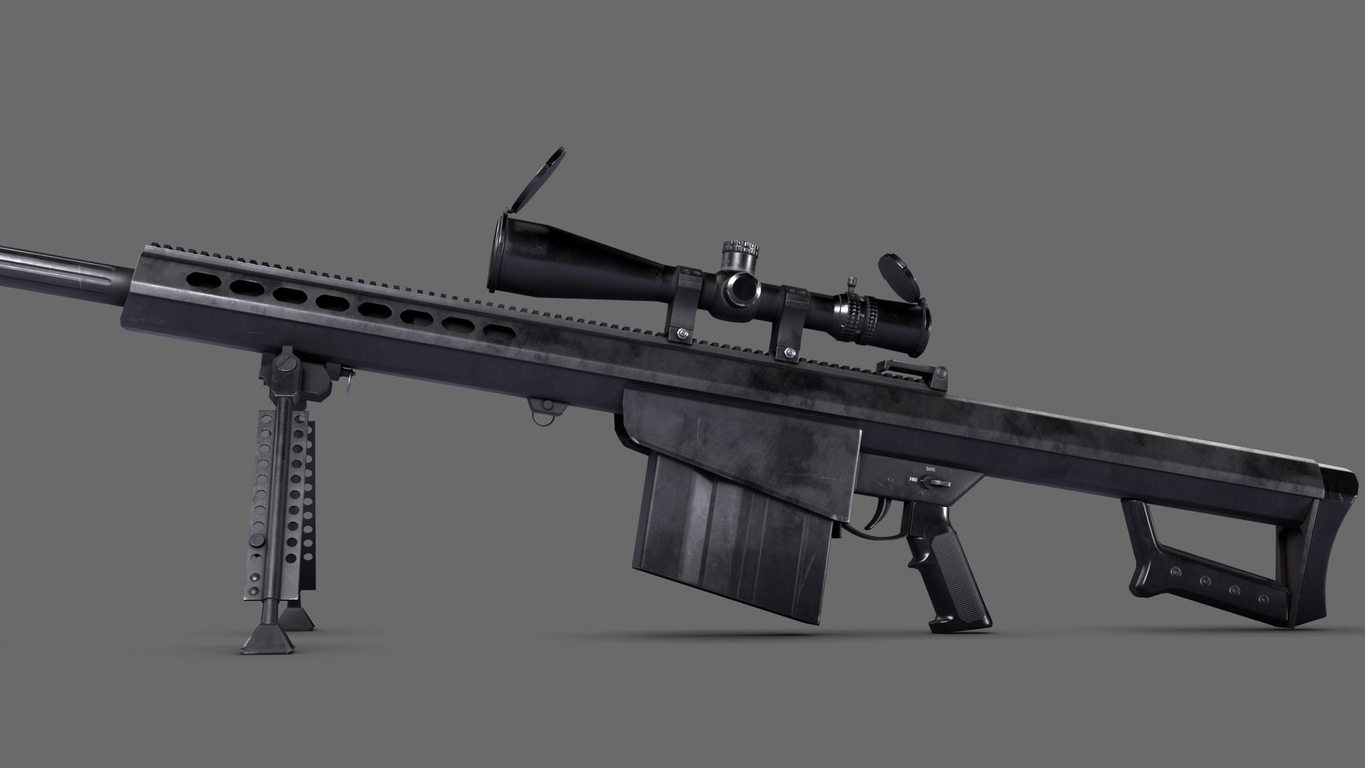 3D Barrett M107A1 Sniper Rifle Low Poly PBR - TurboSquid 2356570