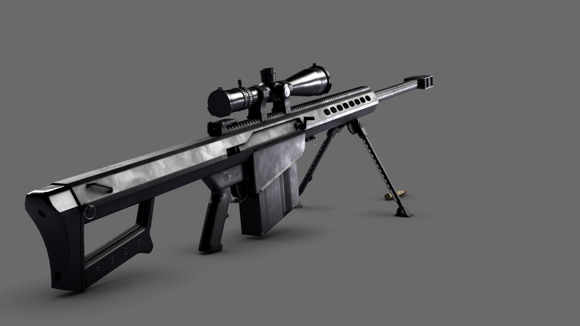 3D Barrett M107A1 Sniper Rifle Low Poly PBR - TurboSquid 2356570