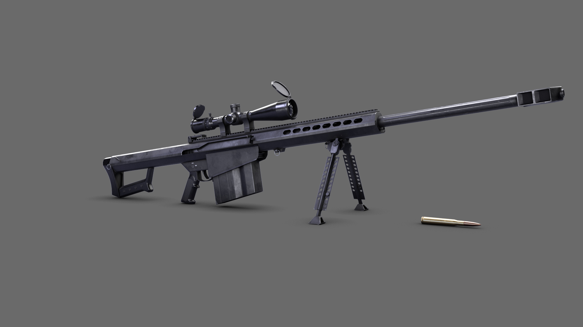 3D Barrett M107A1 Sniper Rifle Low Poly PBR - TurboSquid 2356570