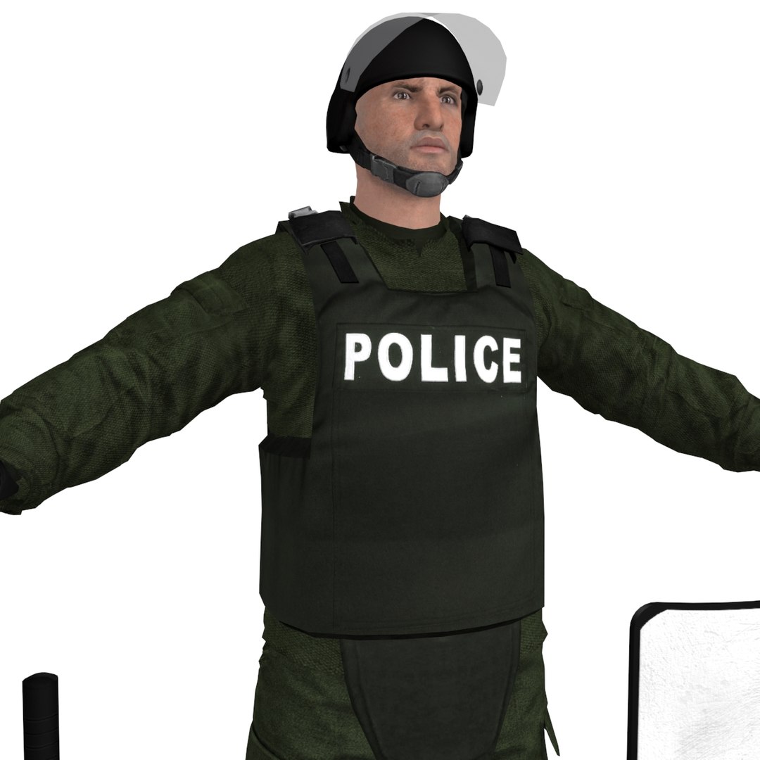 riot police officer 3 3d model
