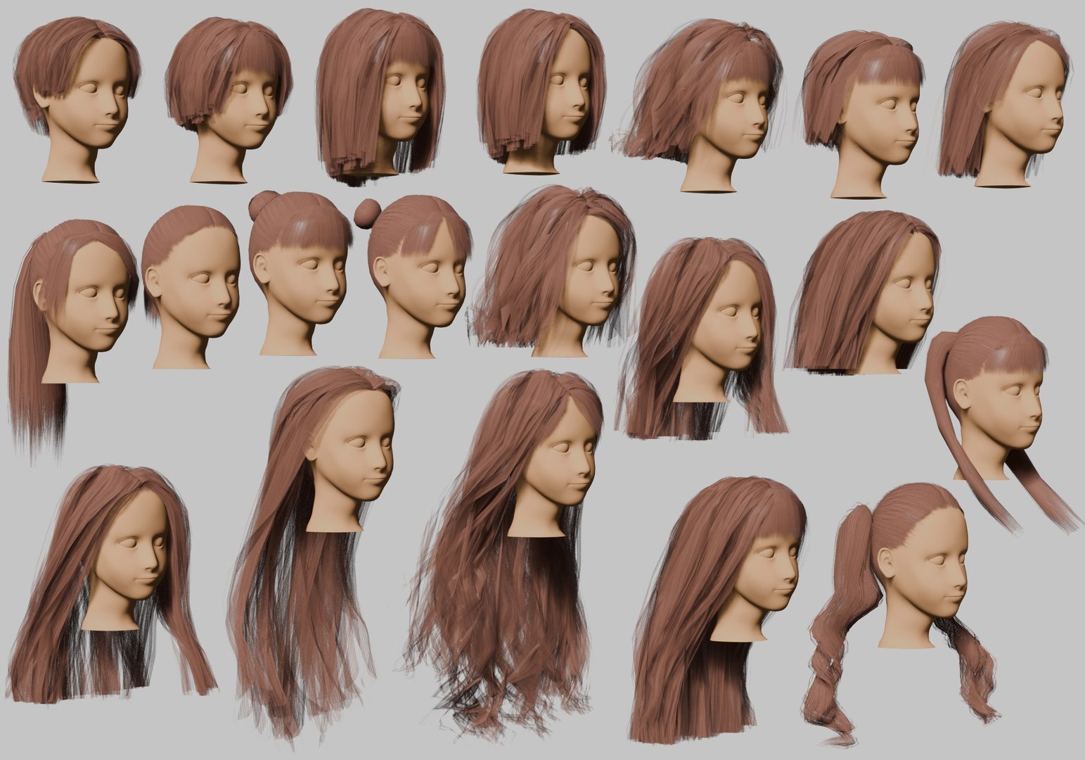 20 Hairstyles 3D Model - TurboSquid 2349249