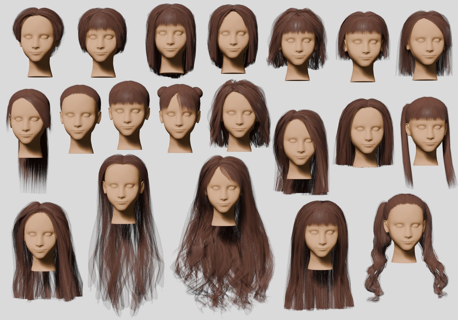 20 Hairstyles 3D Model - TurboSquid 2349249