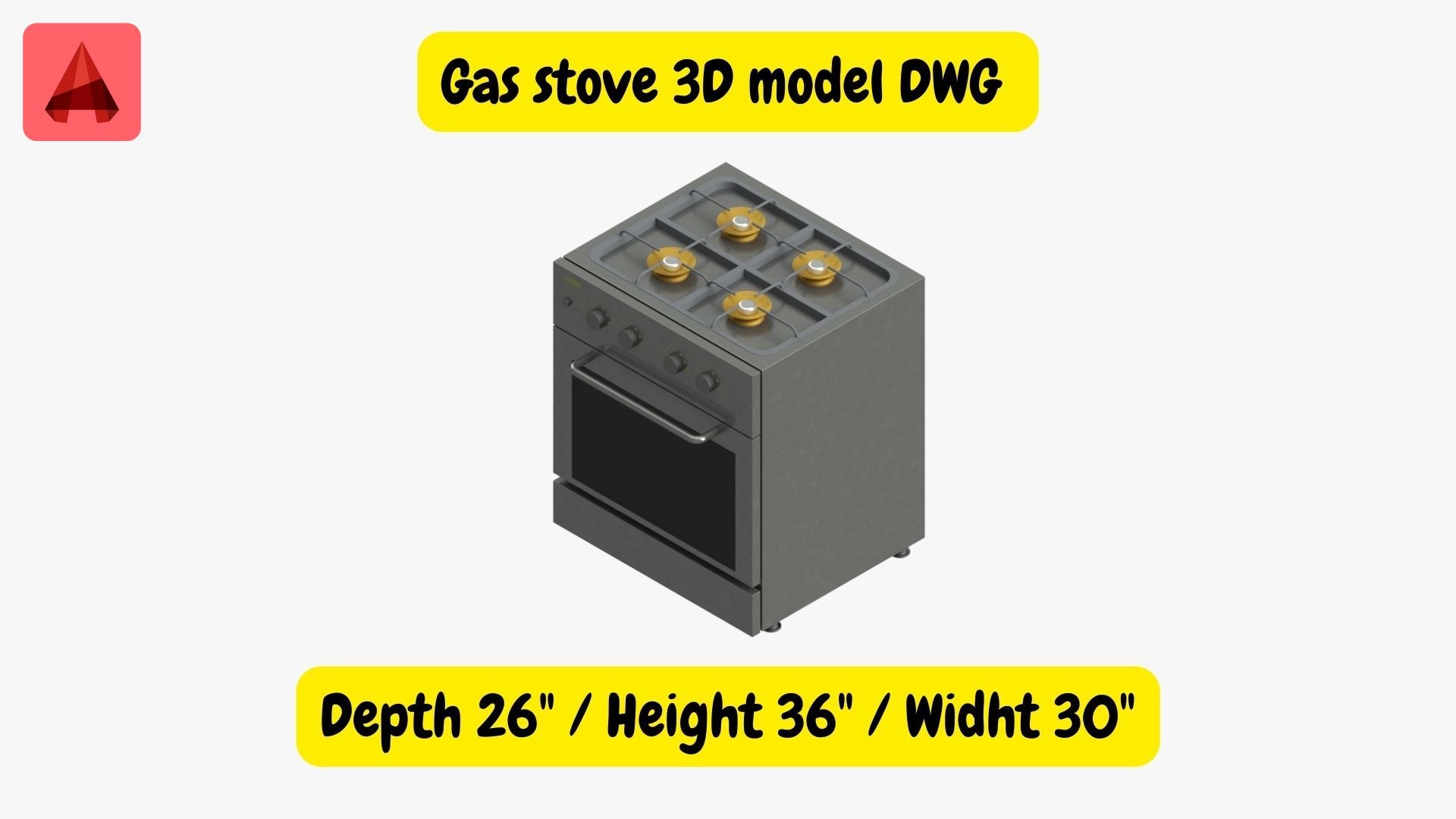 3D model of a gas stove made in AutoCAD3D模型 - TurboSquid 1966499