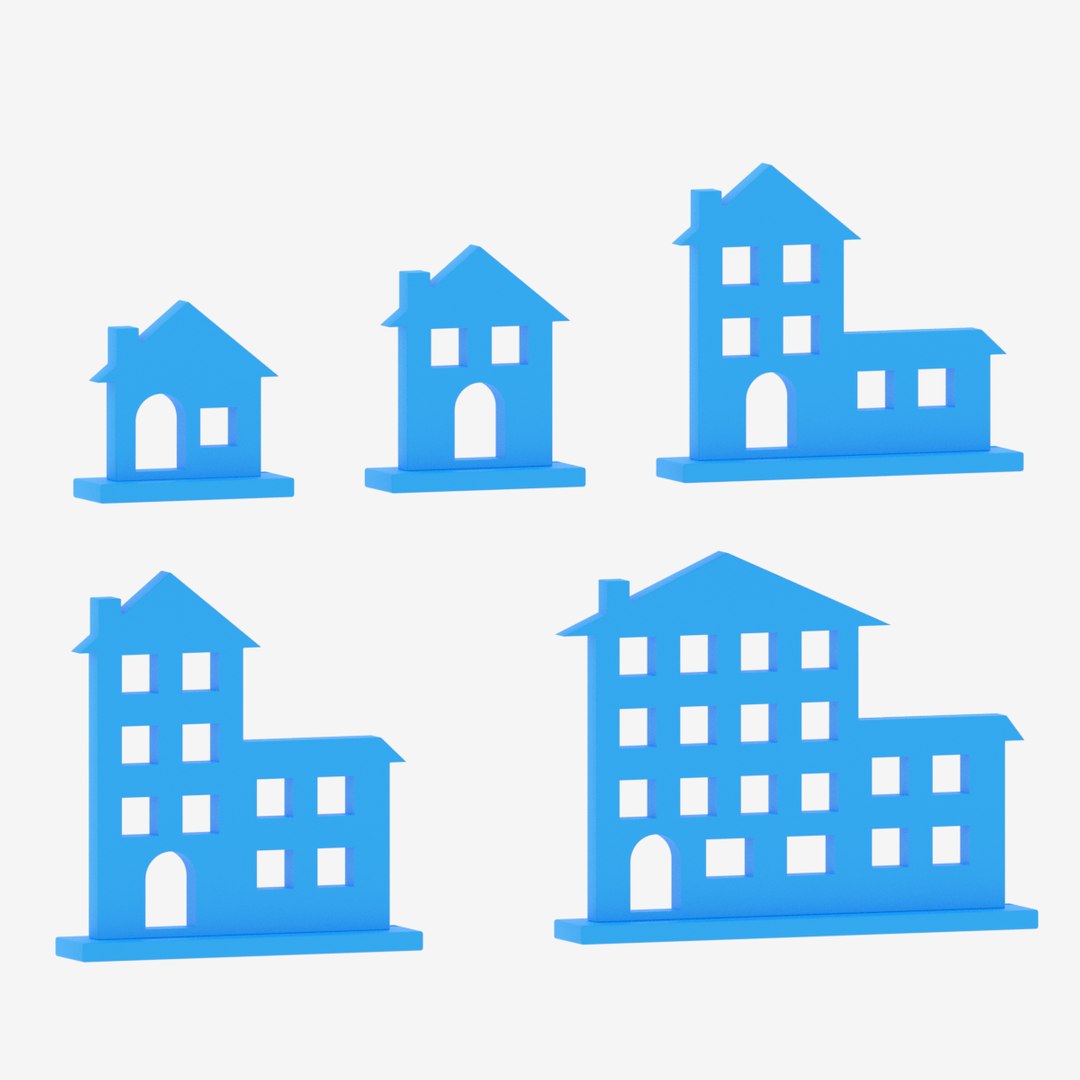 Cartoon House Icon Collection 3D Model - TurboSquid 1845917