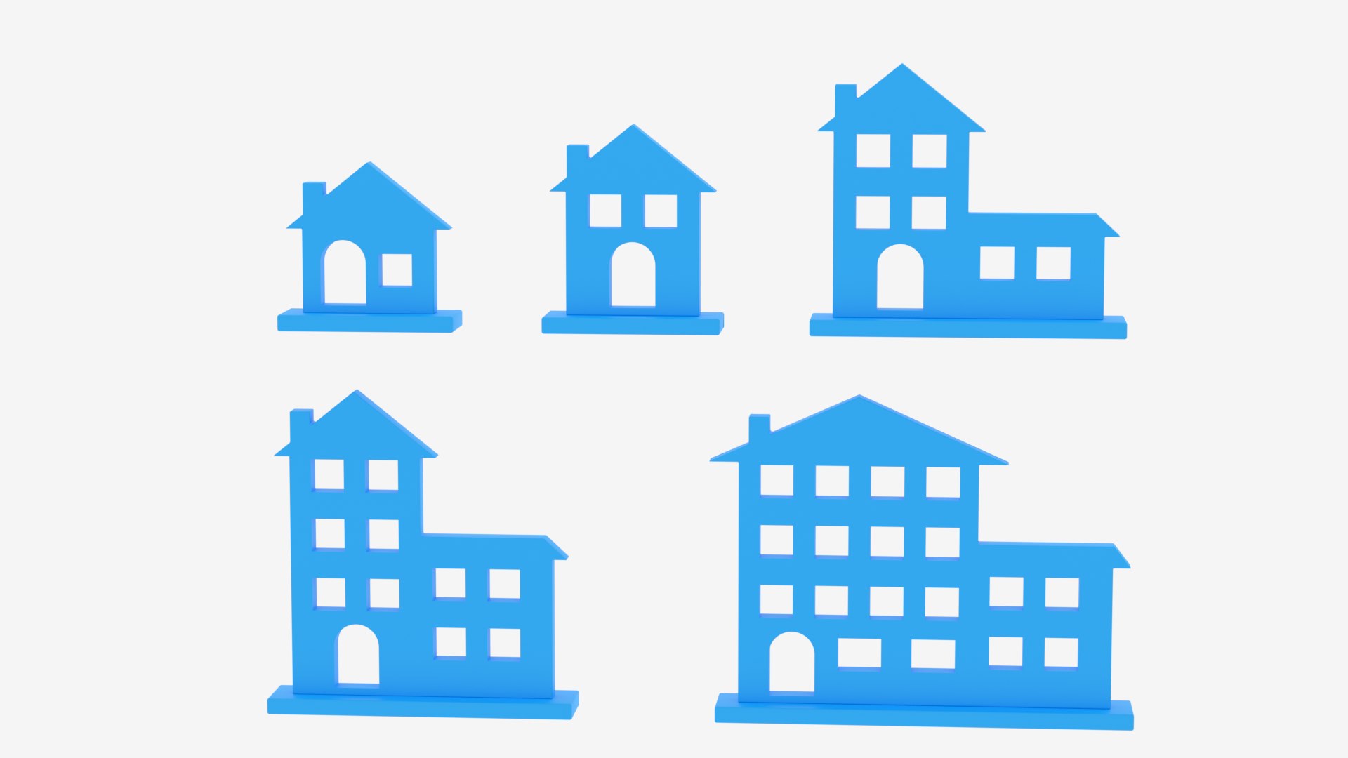 Cartoon House Icon Collection 3D Model - TurboSquid 1845917