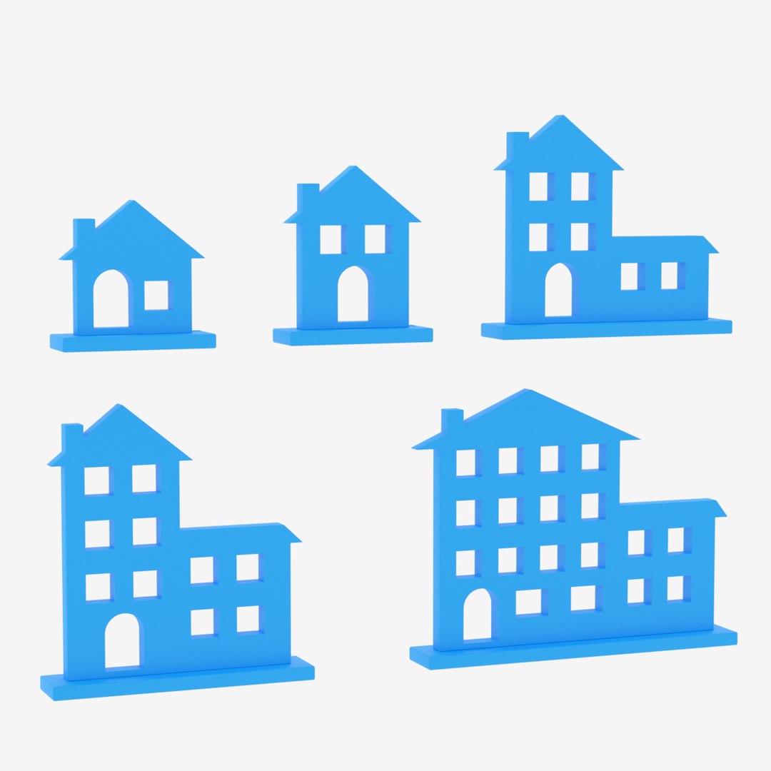 Cartoon House Icon Collection 3D Model - TurboSquid 1845917