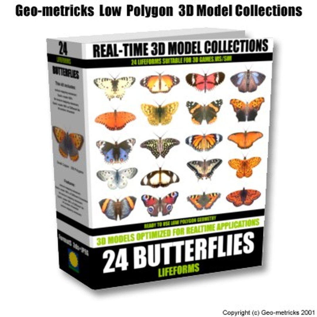 24 Butterflies 3d Model