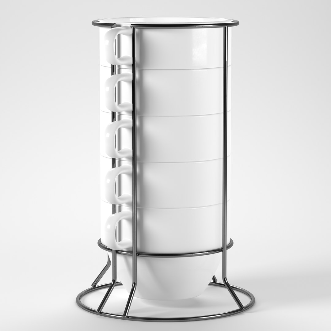 3D White Stack Of Cups - TurboSquid 2144247