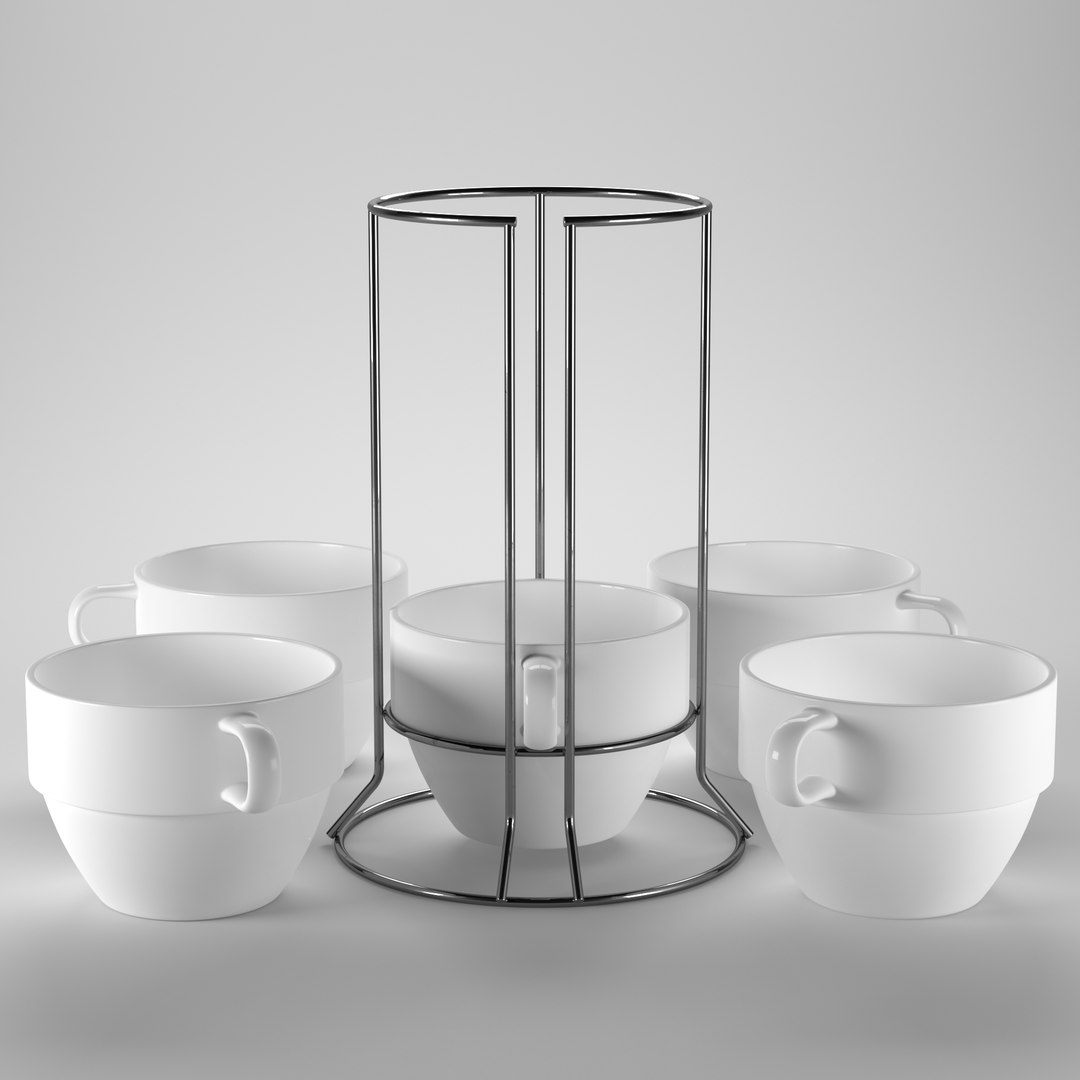 3D White Stack Of Cups - TurboSquid 2144247
