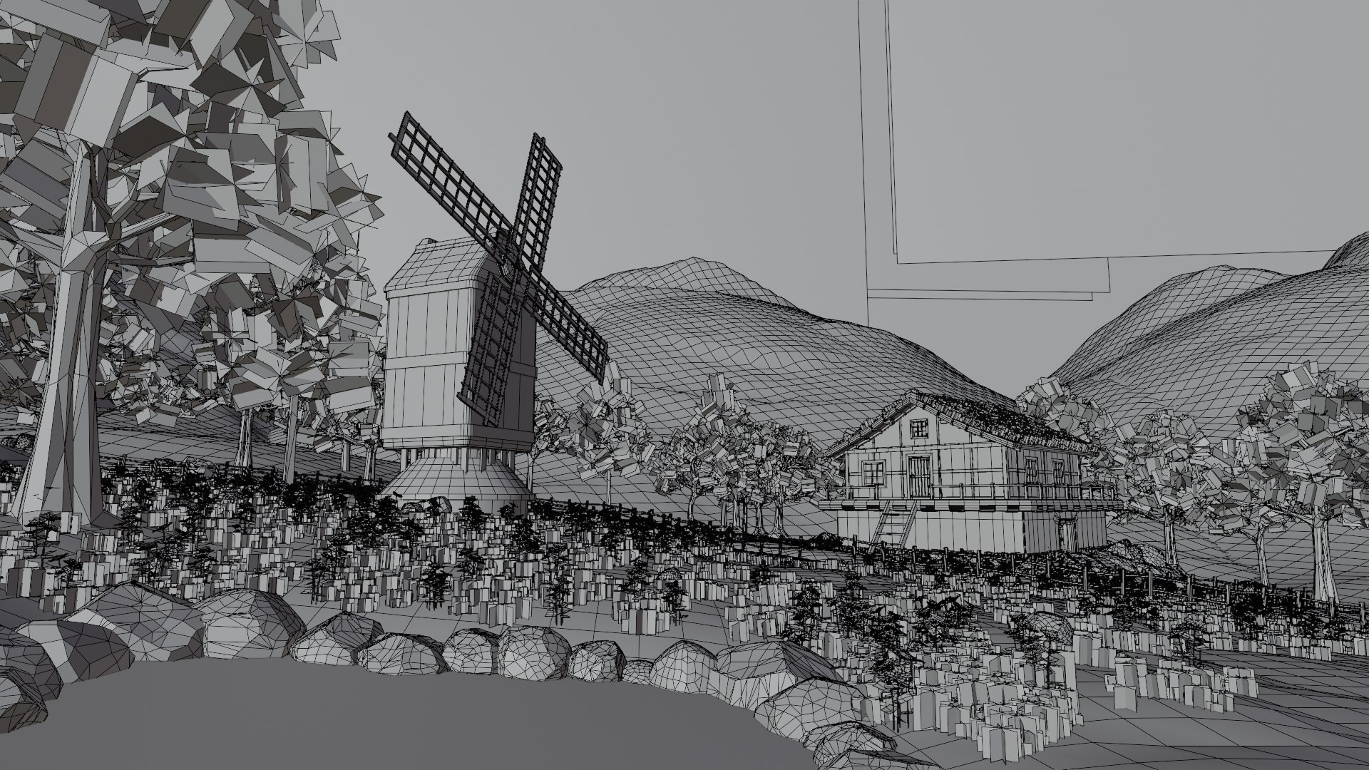 3D Windmill Pond Scene Model - TurboSquid 2302113