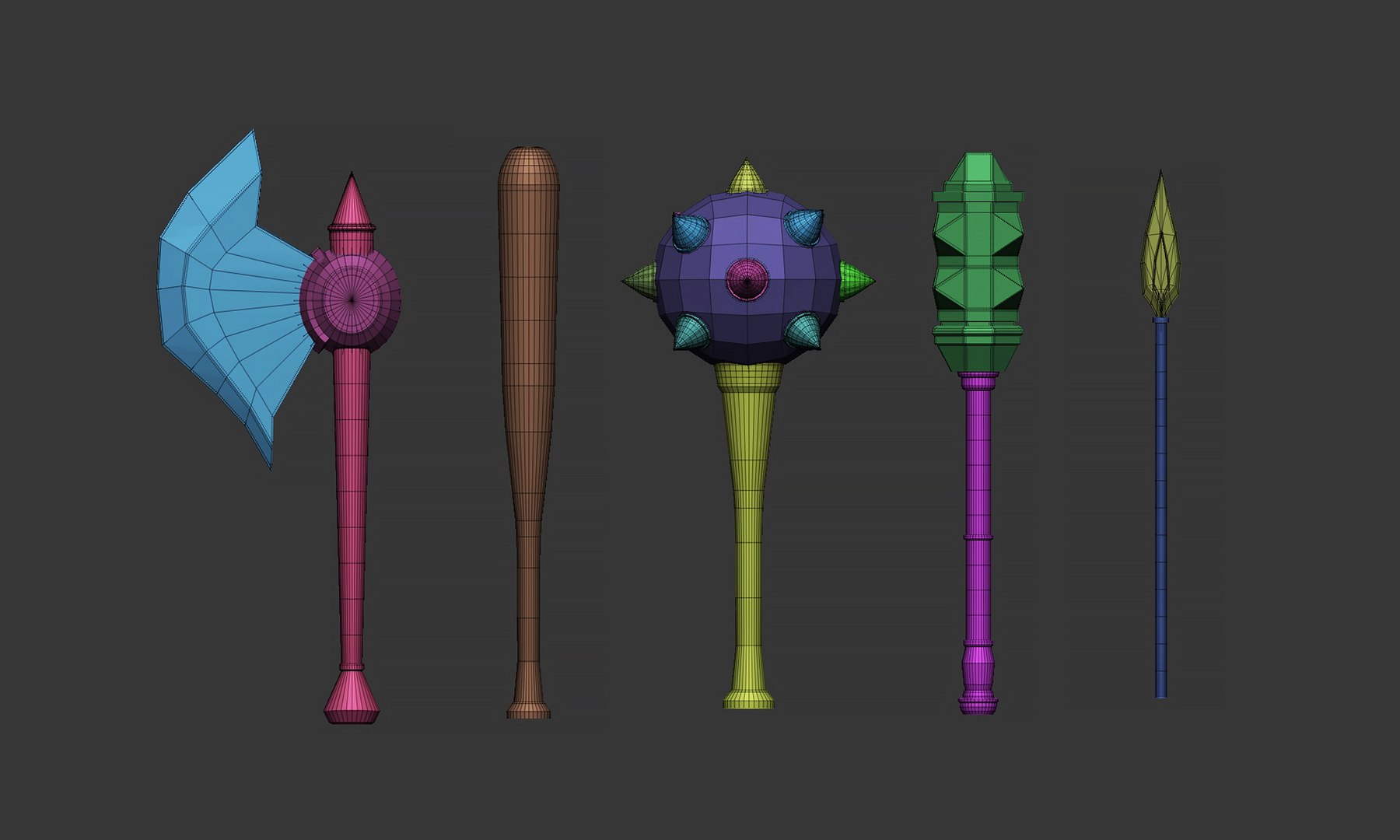 3D Model 20 Low-poly Medieval Fantasy Melee Weapon Base Mesh Shapes IMM ...