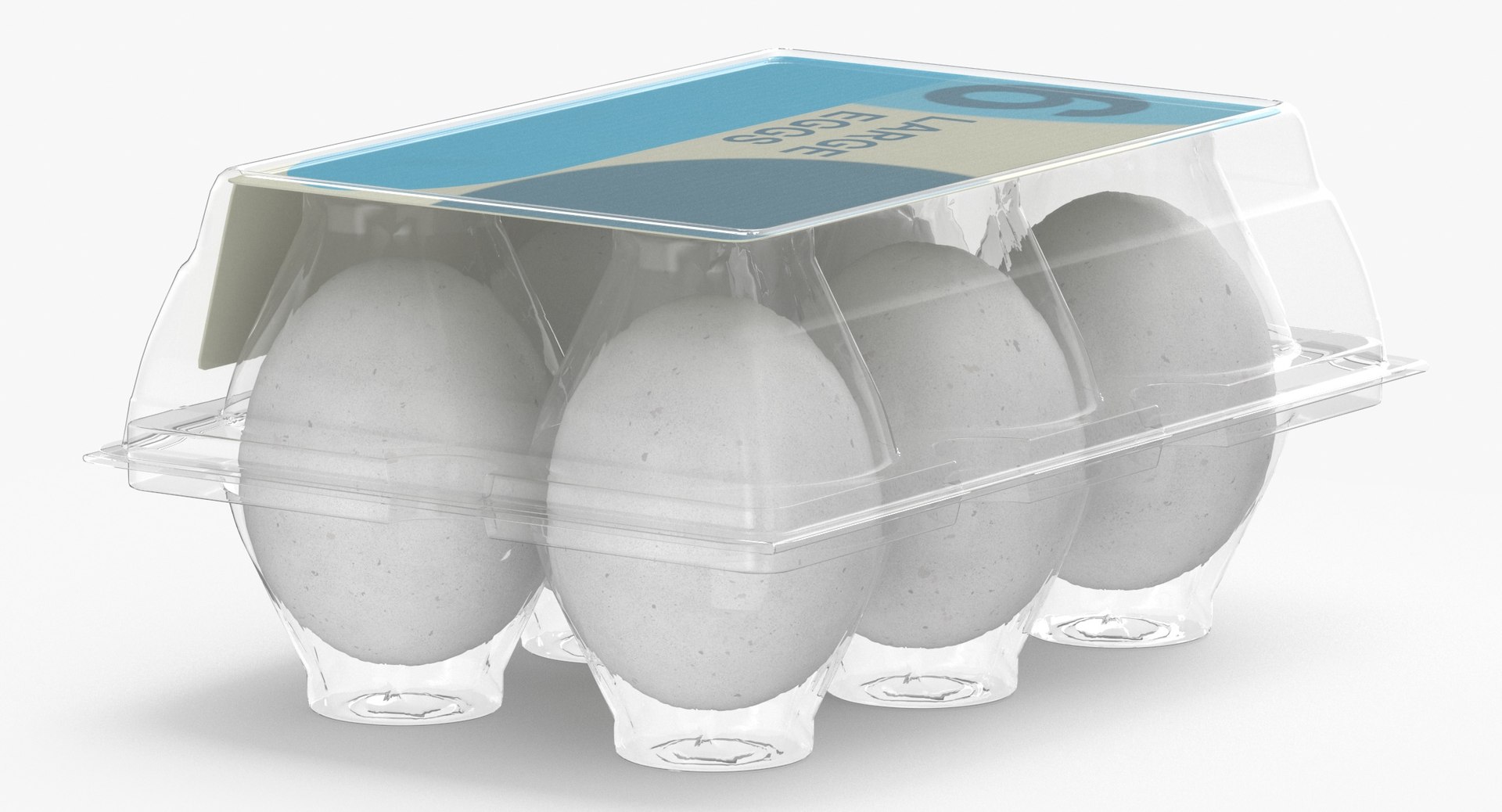 Plastic Carton Of Eggs 6 White And Brown Blank Or Generic Label 3D ...