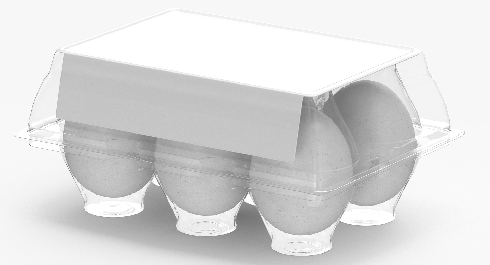 Plastic Carton Of Eggs 6 White And Brown Blank Or Generic Label 3D ...