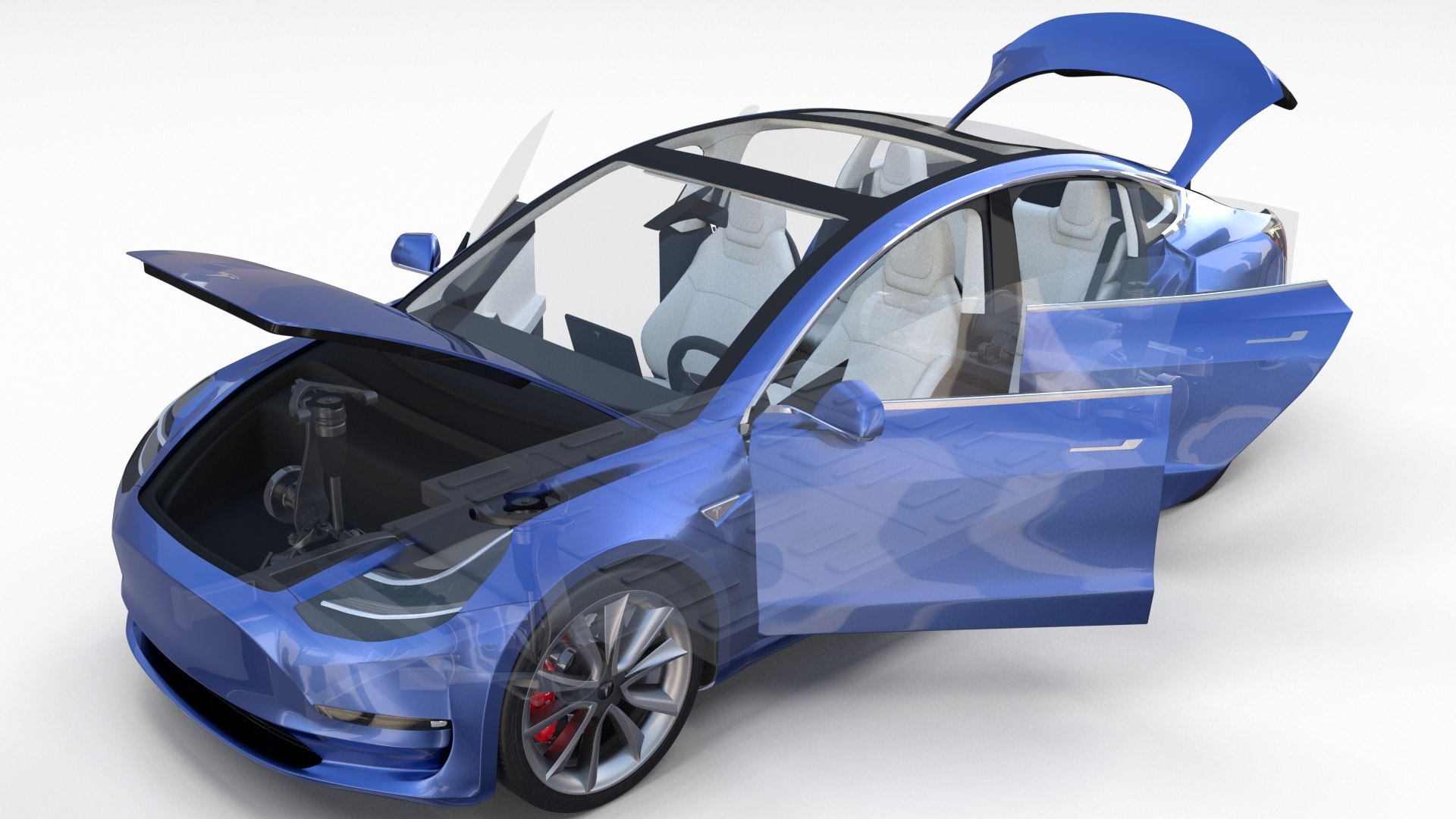 3d model tesla 3 interior chassis