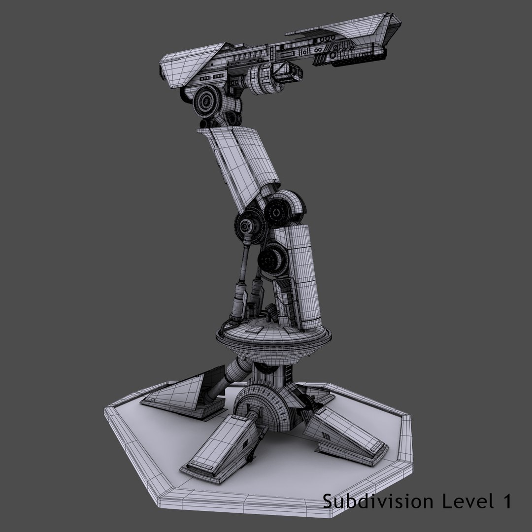 futuristic turret weapon 3d max