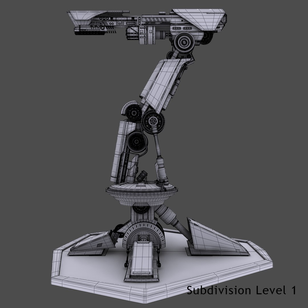 futuristic turret weapon 3d max