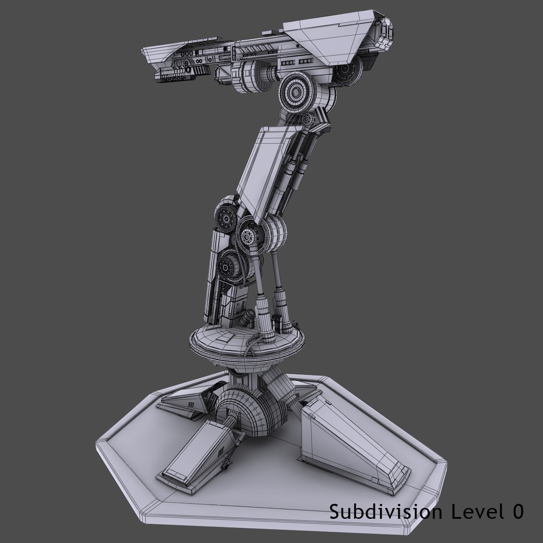 futuristic turret weapon 3d max