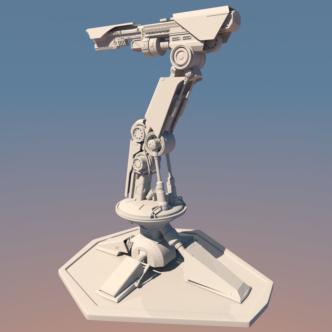 futuristic turret weapon 3d max