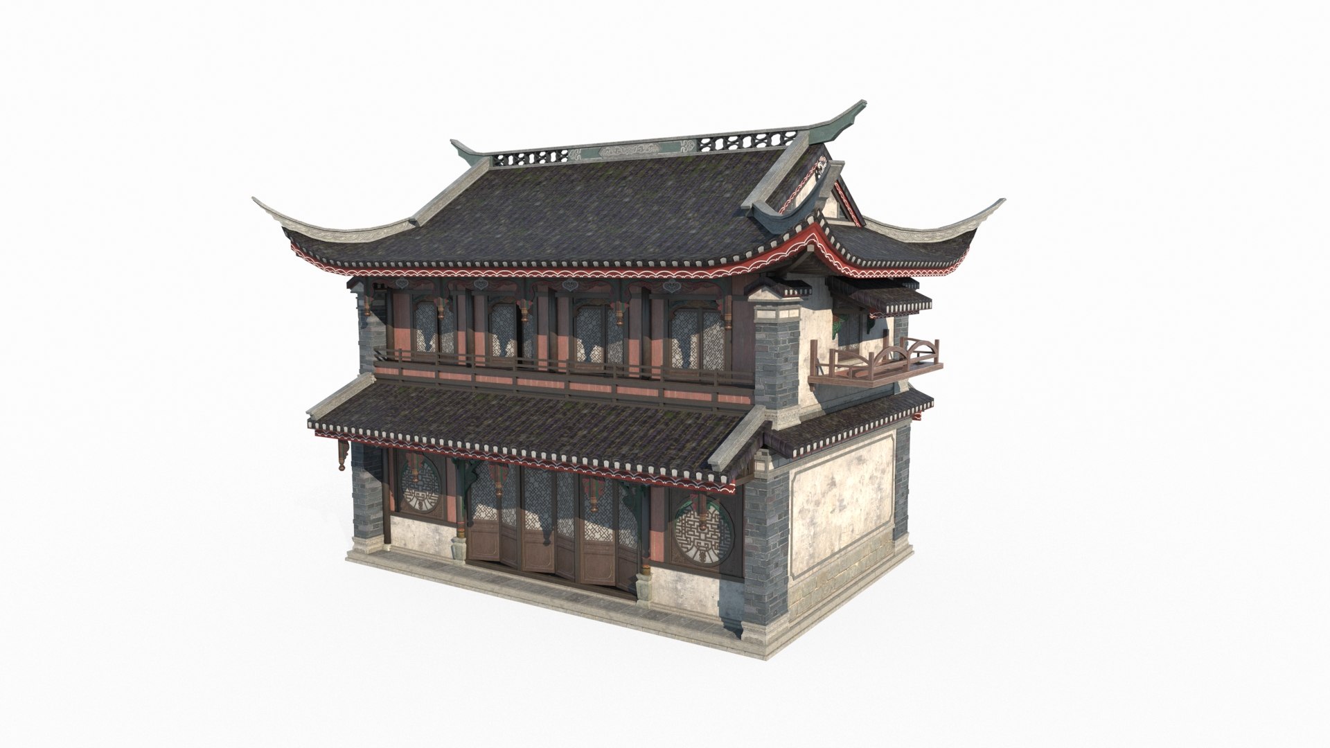 modelo 3d Houses and bedrooms in ancient Asian architecture ...