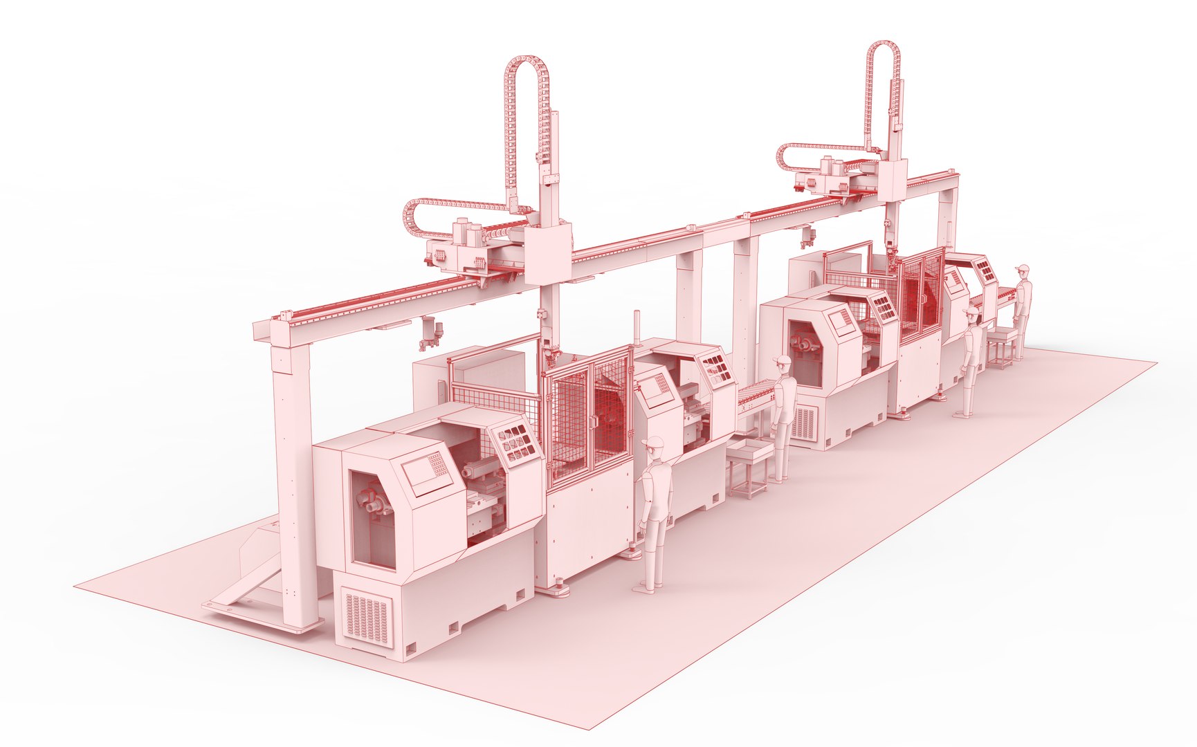Truss Robot Automatic Loading And Unloading CNC Workshop 3D Model - TurboSquid 1868075