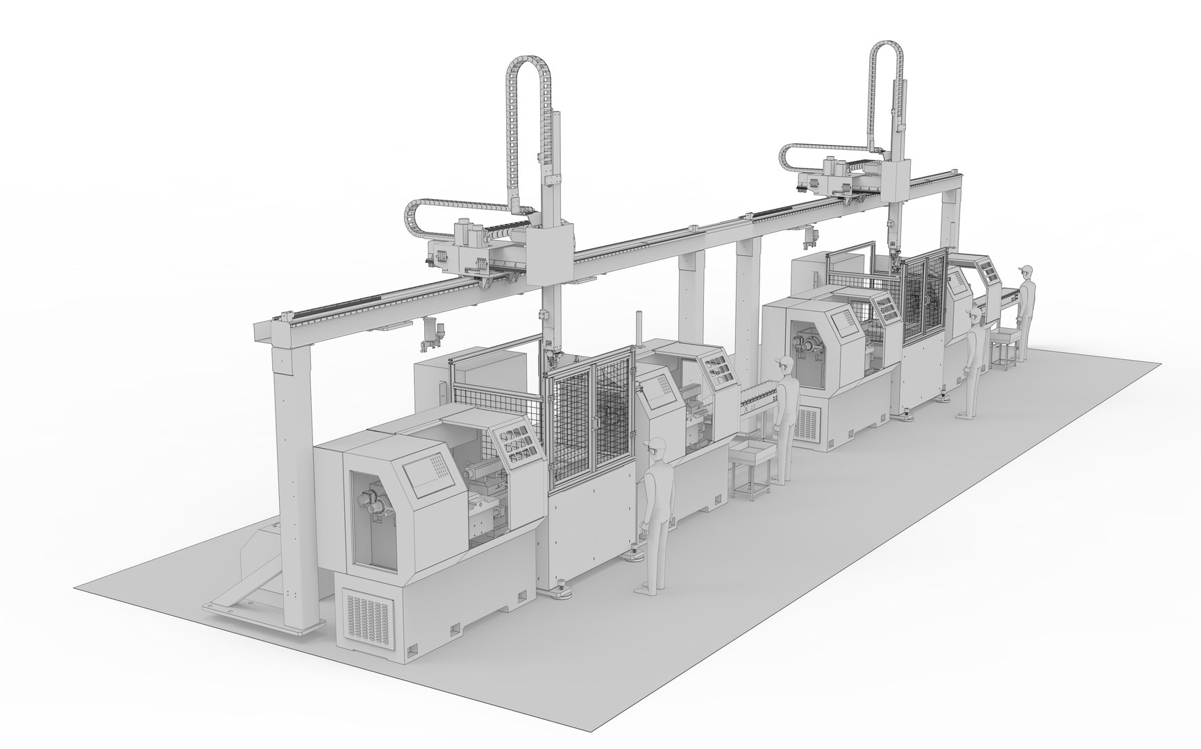 Truss Robot Automatic Loading And Unloading CNC Workshop 3D Model - TurboSquid 1868075