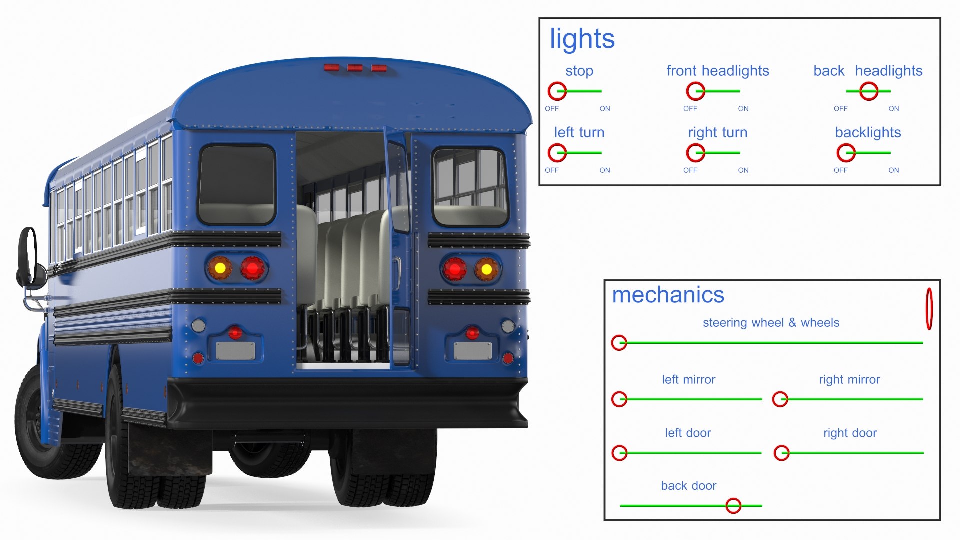 3D Blue Bird Commercial Bus Rigged - TurboSquid 1768911